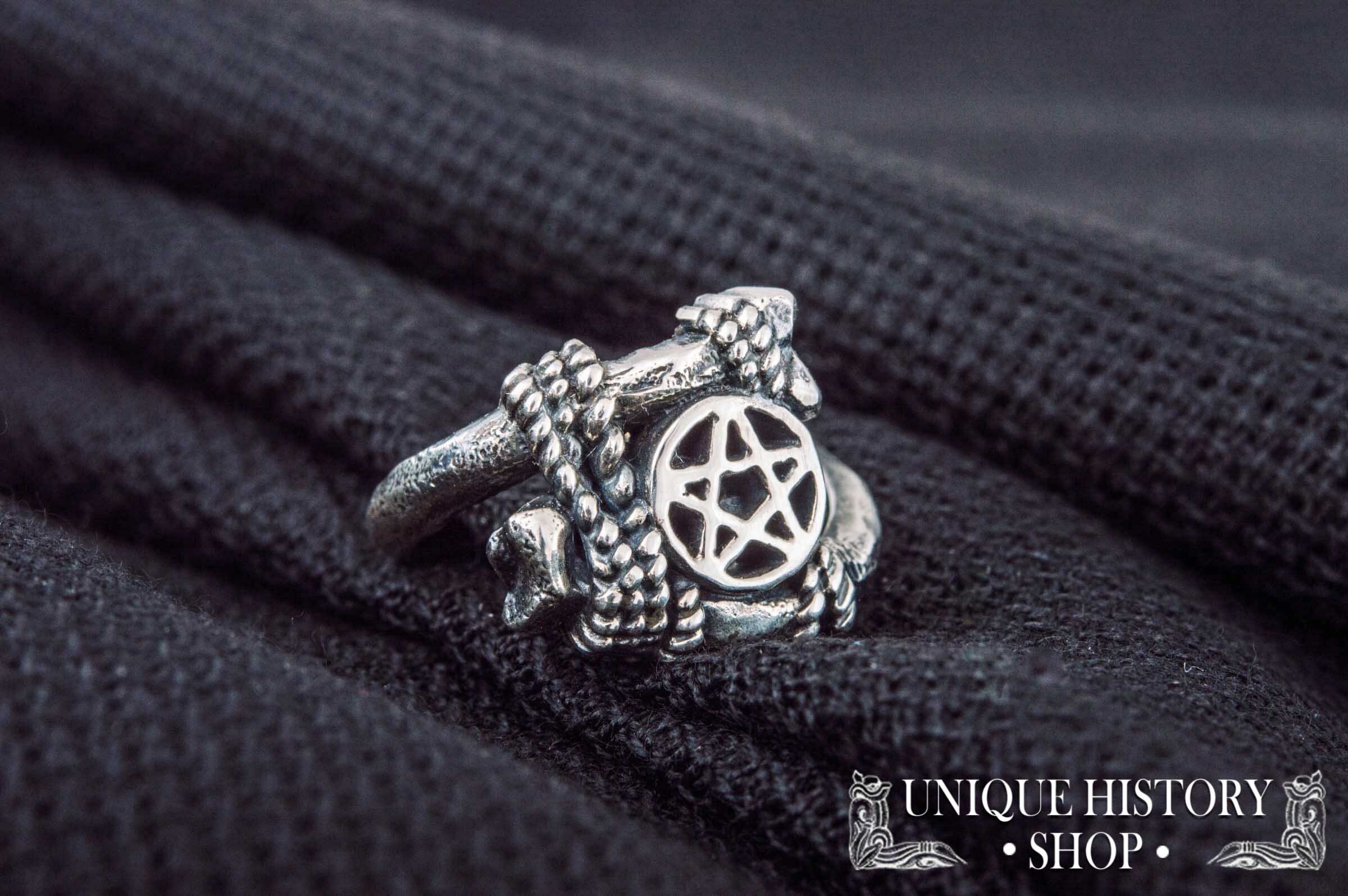 Pentagram Symbol With Bones Wiccan Ring Pentacle Wiccan | Etsy