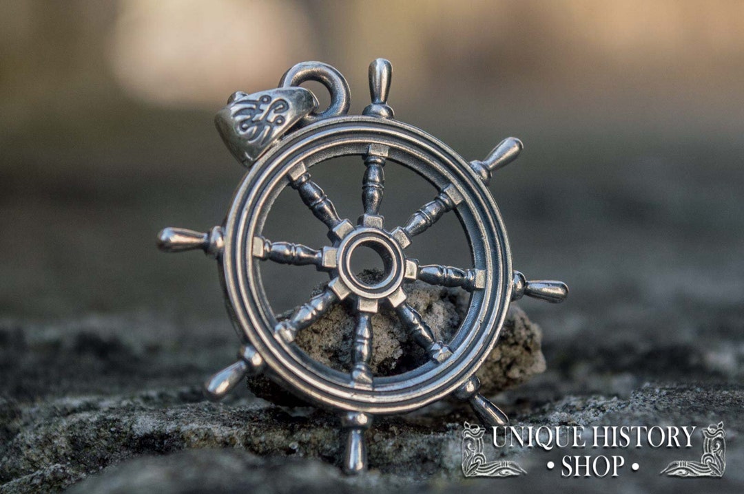 Ship Wheel Pendant - Silver Boat Wheel Necklace for Mariners ...