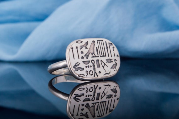 Cartouche Ring Silver Egyptian Jewelry With Hieroglyphs Handmade Ancient Egypt Rings for Lovers of Historical and Authentic Egypt Jewelry Etsy Canada