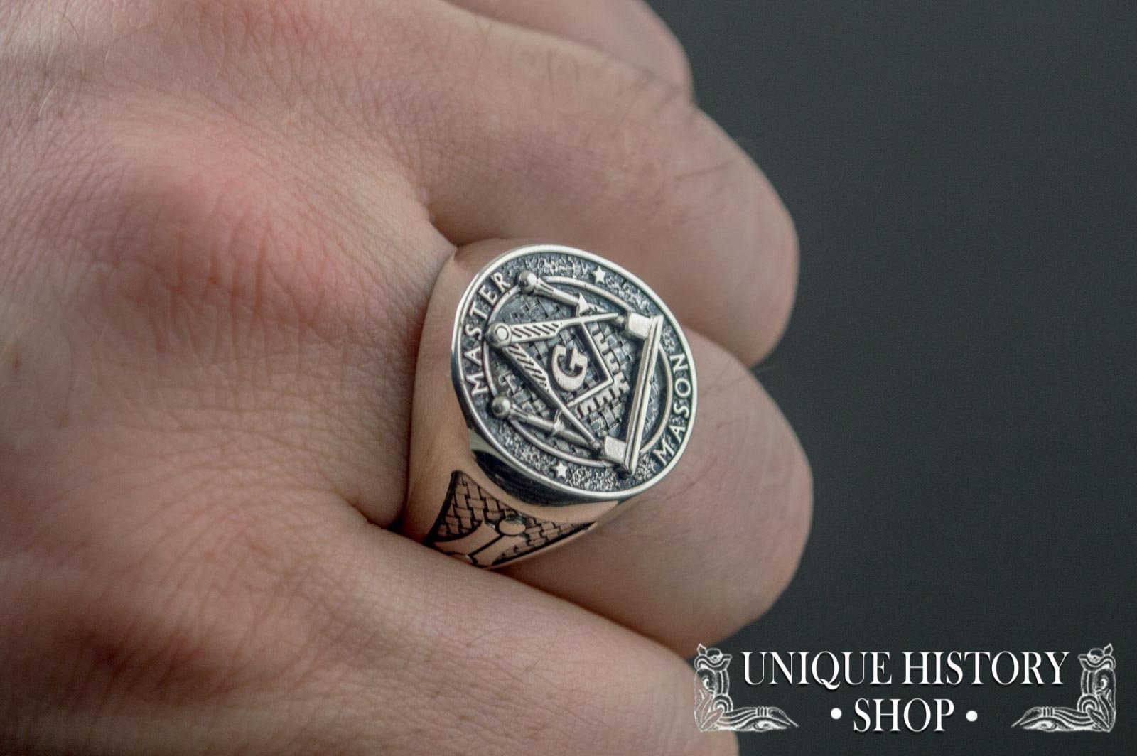 Statement Masonic Signet Ring, Silver Secret Society Jewelry, Handmade ...