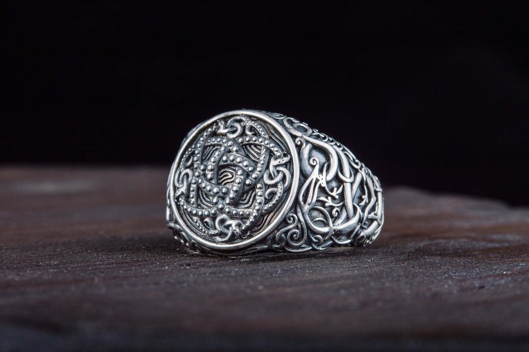 Silver Ouroboros Ring - Viking Serpent Ring With Urnes Style Pattern ...