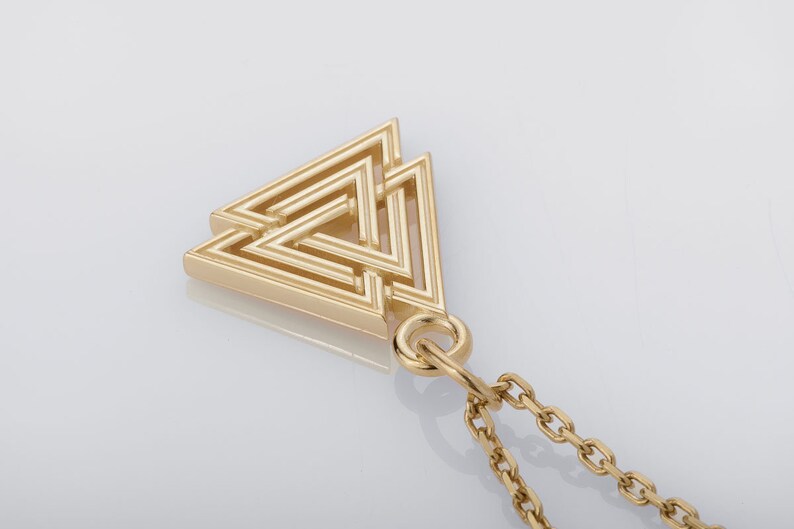 Gold Valknut Necklace - Handmade Viking Talisman With Knot of the Slain ...