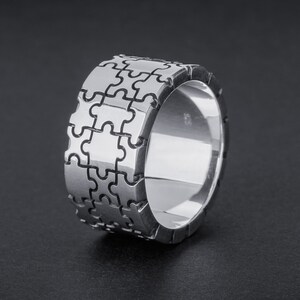 Stunning Puzzle Ring, Ring With Puzzle Ornament, Silver Unique Ring ...