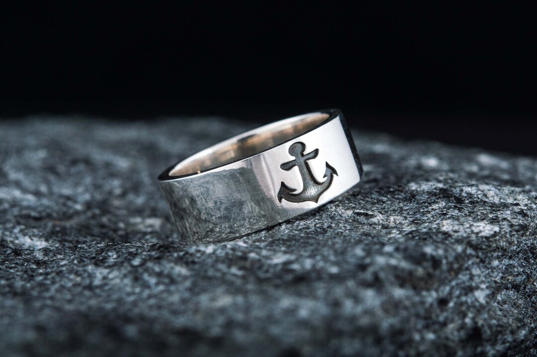 Silver Anchor Ring - Men's Mariner Jewelry With Simple Design ...
