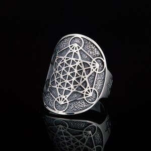 Metatron Cube Ring, Silver Metatron Cube, Sacred Geometry, Life Amulet ...