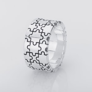 Puzzle Piece Ring - Silver Jigsaw Jewelry With Unique Puzzle Pattern ...