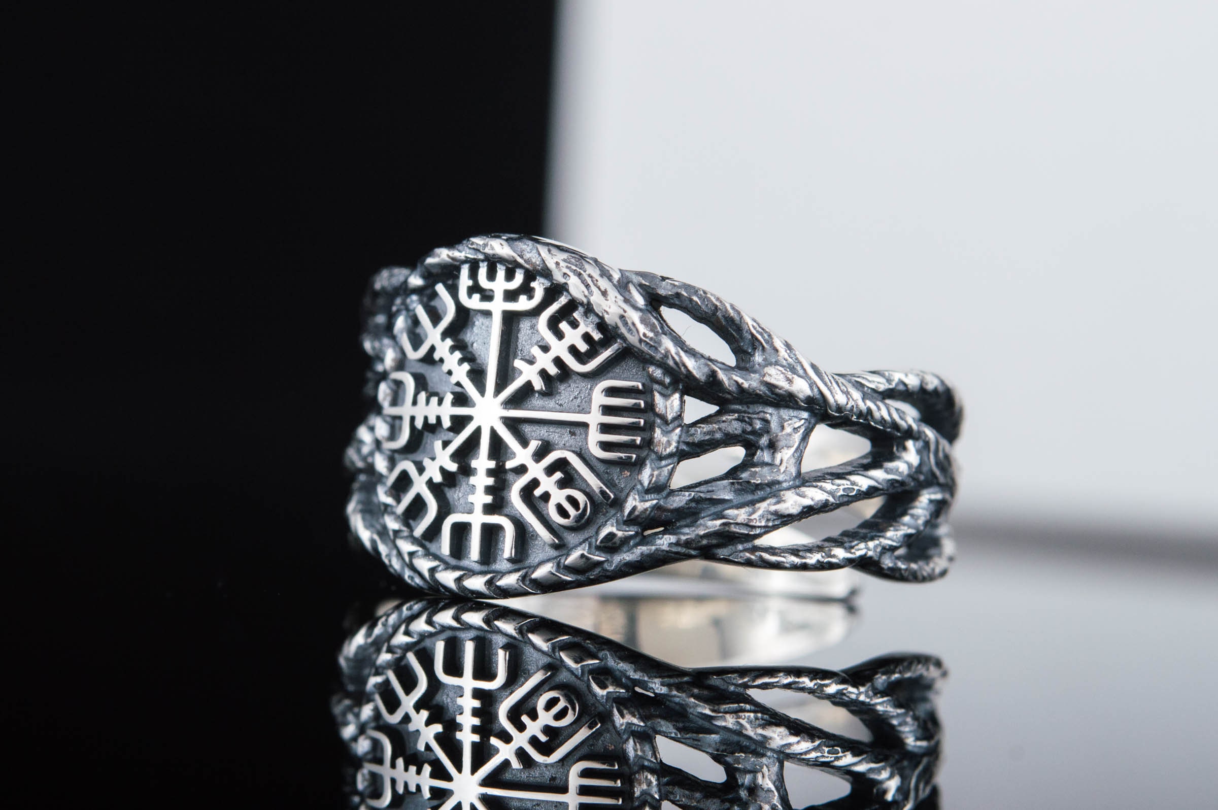 Vegvisir Ring Runic Compass Band Viking Runes Ring Norse | Etsy