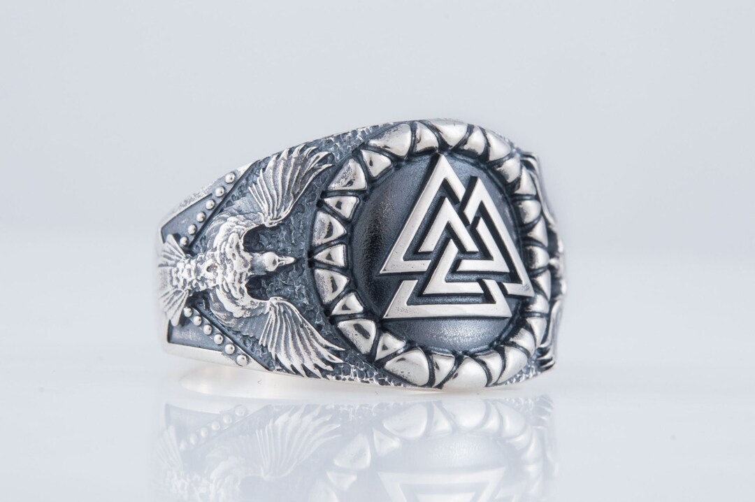 Silver Valknut Ring - Handcrafted Viking Symbol Jewelry Featuring Norse ...