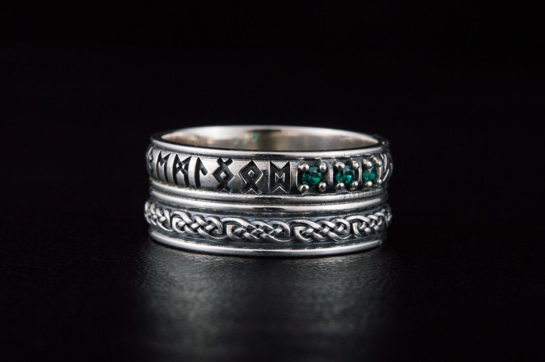 Viking Runes Double Ring - Handmade Silver Elder Futhark Jewelry With ...