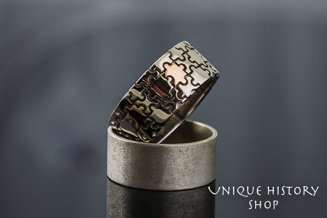 Stunning Puzzle Ring Ring With Puzzle Ornament Silver Unique - Etsy