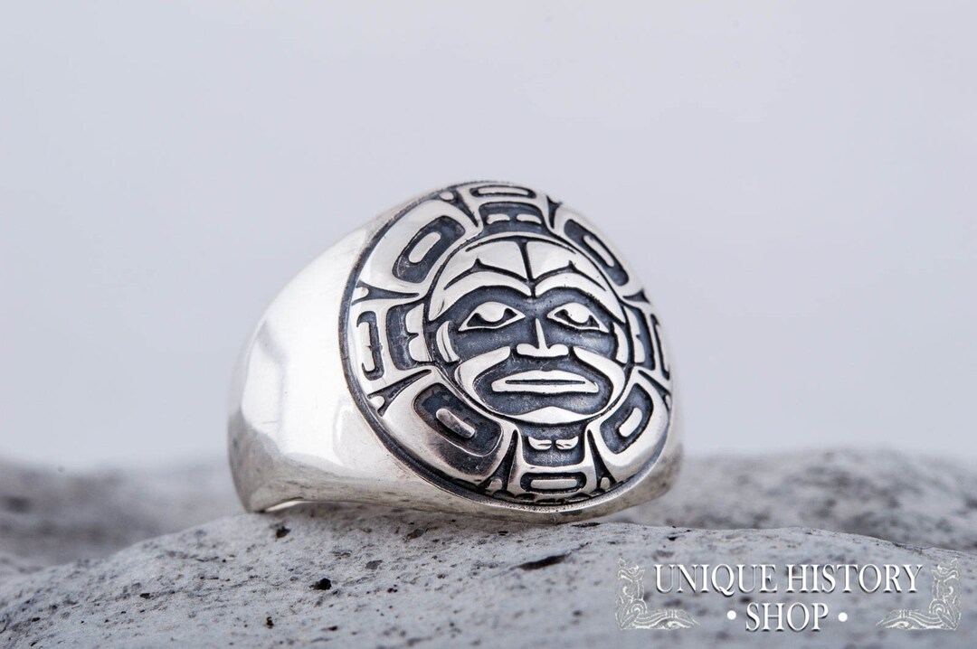 Silver Aztec Ring - Ethnic Signet Reflecting Ancient Mayan Tribal ...