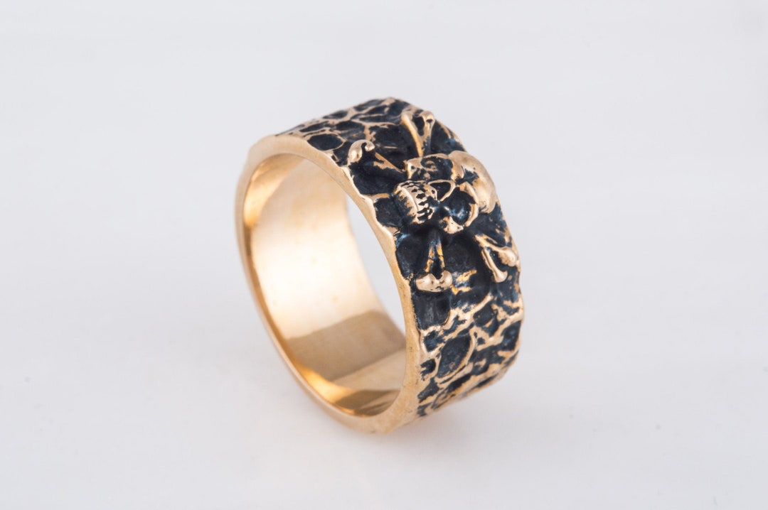 Jolly Roger Ring - Bronze Skull and Bones Jewelry With Brutal Design ...