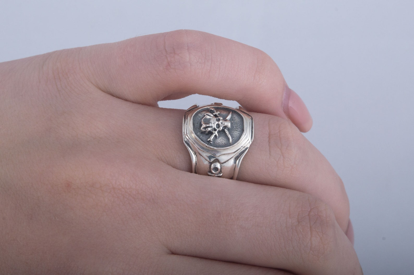 Silver Pirate Ring With Skull and Crossbones Anchor Signet - Etsy