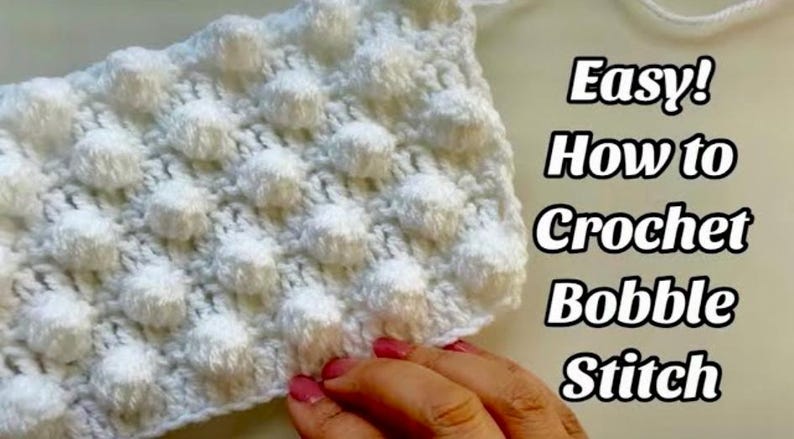 Crochet Easy Bobble Stitch Pattern PDF + Video Tutorial for Blankets ...