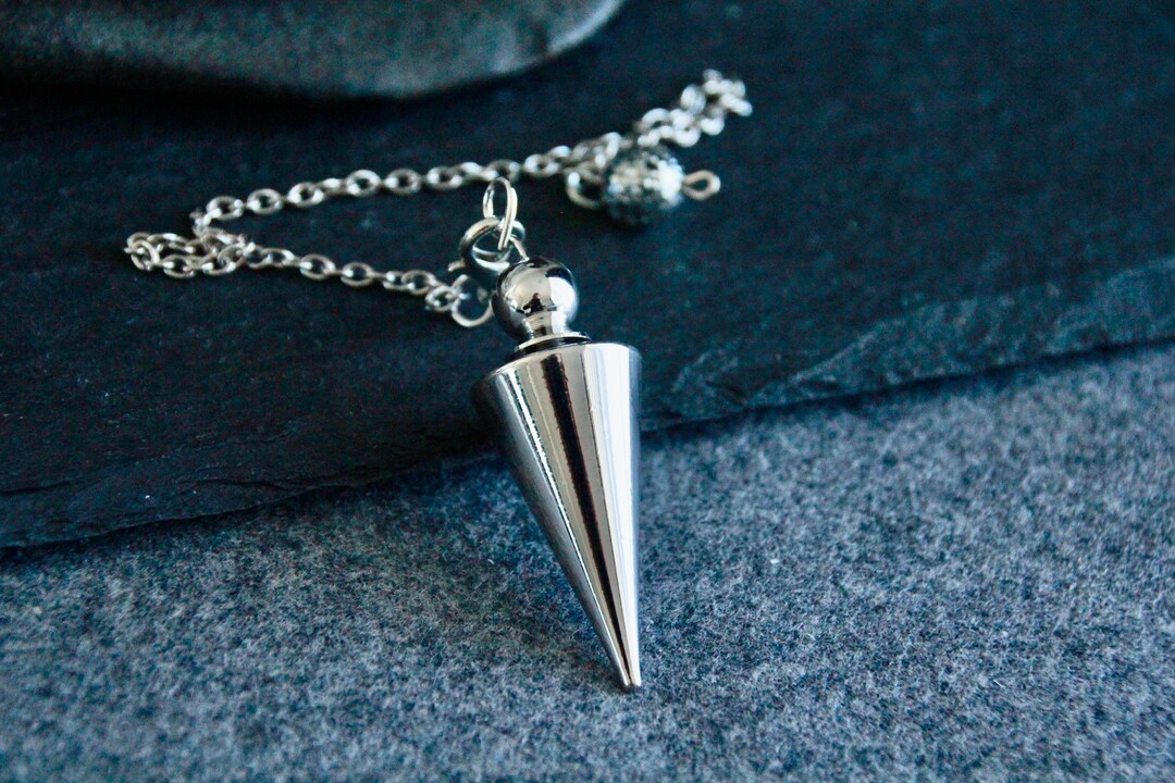 Cone Pendulum | Dowsing Pendulum Pendant | 50x15mm | Long Chain 26cm | Quality Heavy Pendulum ...