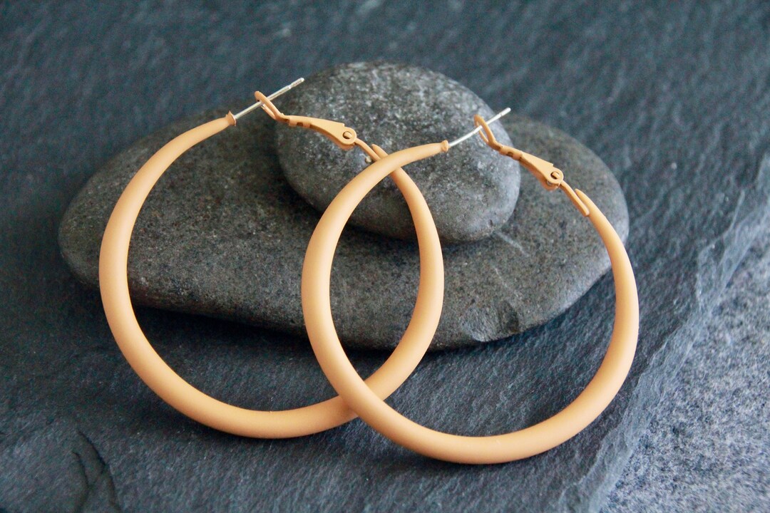 50mm Large Yellow Hoops | 4mm Thick | Sterling Silver Pin | Bohemian ...