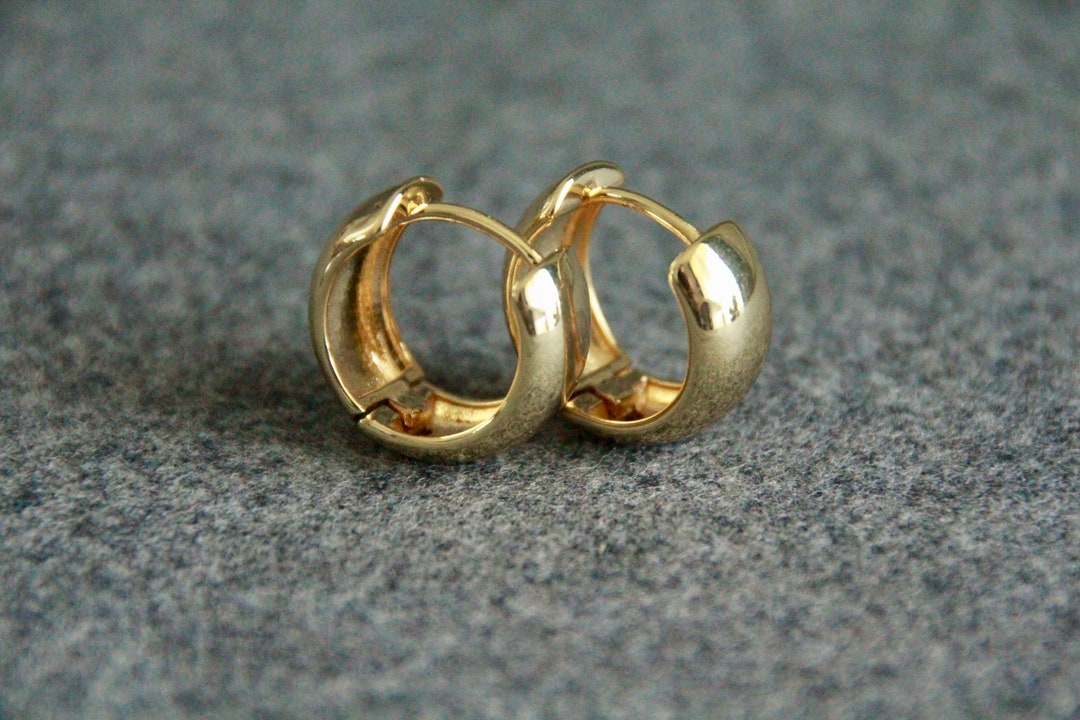 Chunky Gold or Silver Hoop Earrings 18mm 8mm Thick 18k Gold Round ...