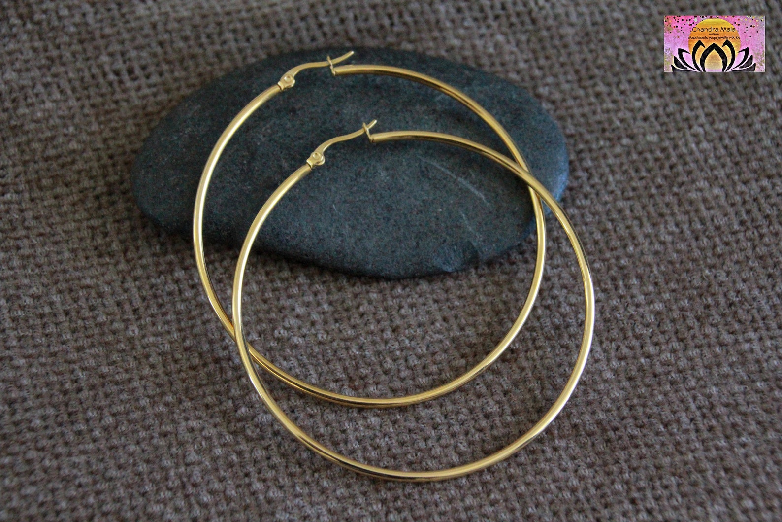 70mm Very Large Golden Hoops | 18K Gold Plated Hypoallergenic Stainless ...