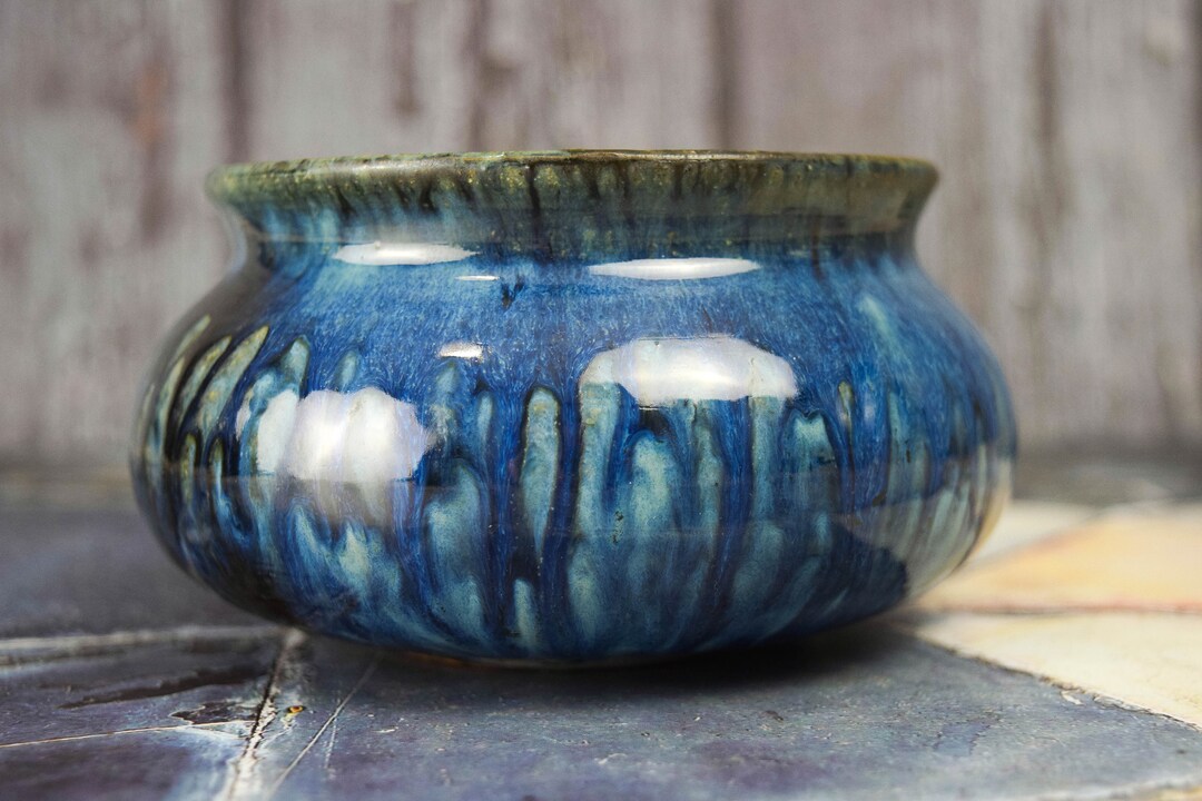 Blue Ceramic Plant Pot / Vase / Decorative Bowl / Dish - Etsy