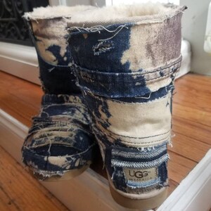 Denim Ugg Boots, Distressed Tie Dyed Denim Boots Size Size 10. Ready to ...