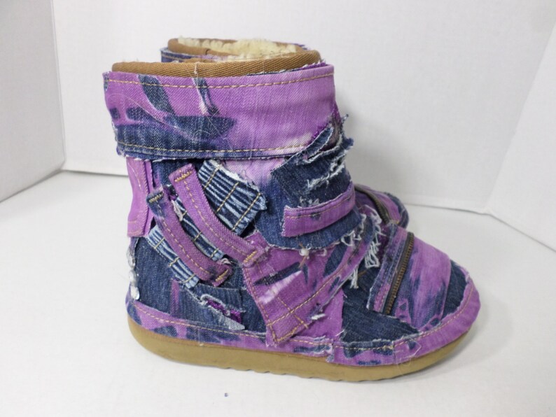 UGG Upcycled Custom Made Purple Tie Dye Denim Patchwork Boots - Etsy