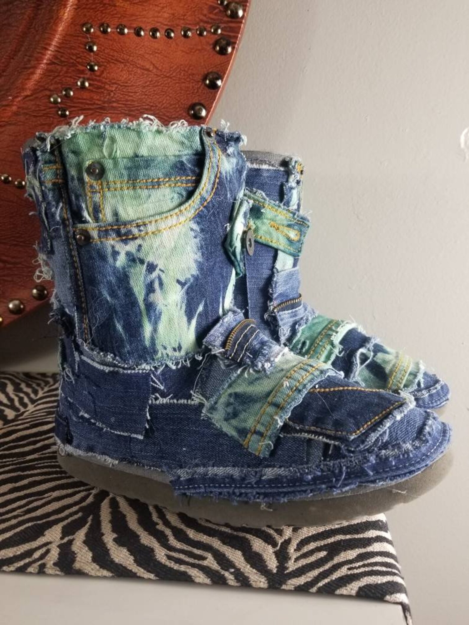 Custom Ugg Boots Denim Recycled Denim Green Tie Dye Boots - Etsy