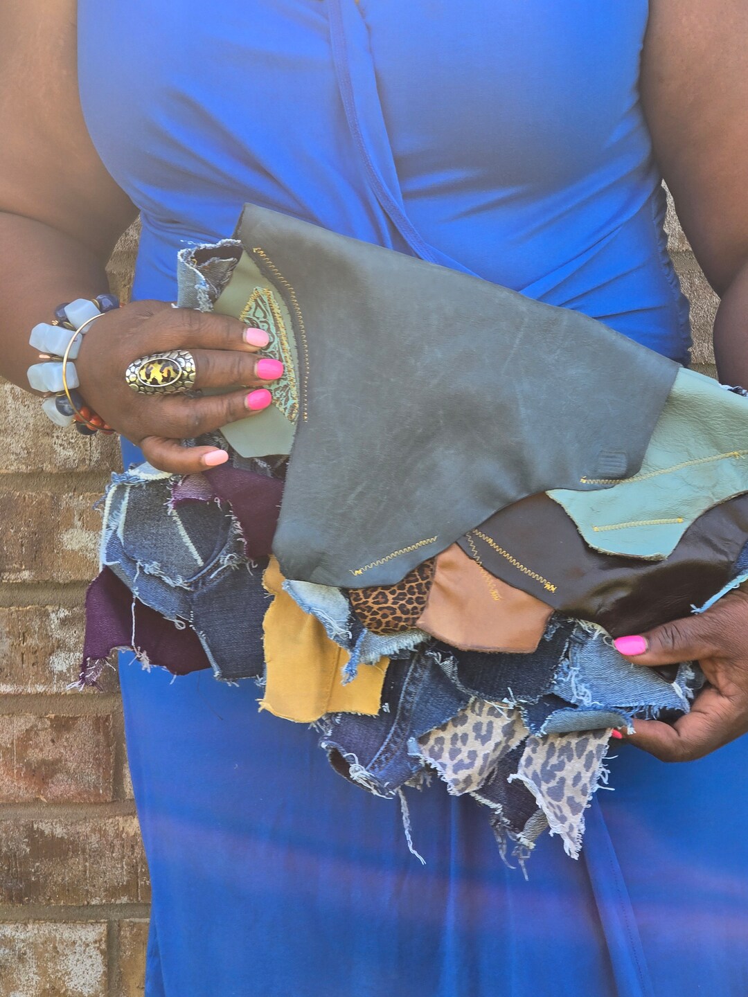 Custom Denim & Leather Clutch "june" Clutch - Etsy