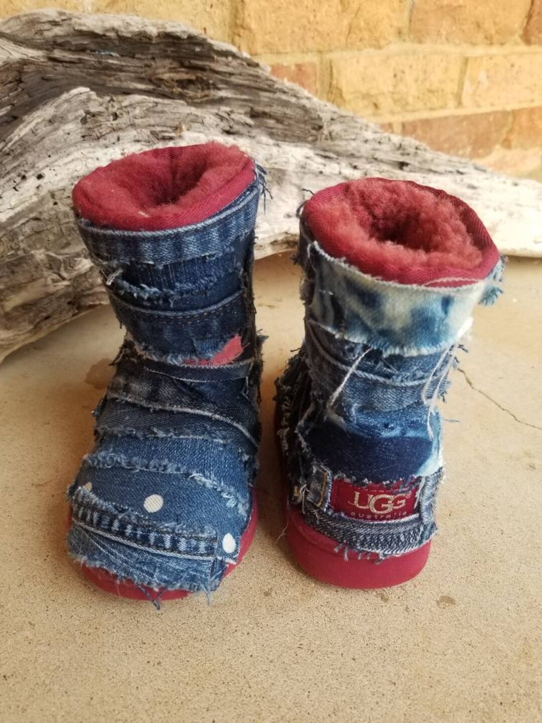 Toddler Denim Ugg Boots, Distressed Denim - Etsy