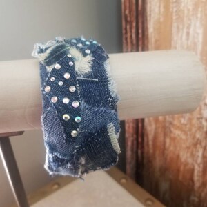 Patchwork Denim Plus Size Bangle, Jean Bracelet, Plus Size Bangle - Etsy