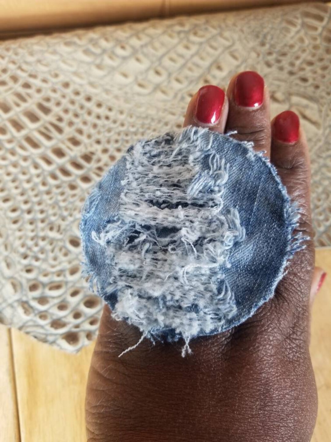Denim Ring, Adjustable Distressed Jean Statement Ring - Etsy