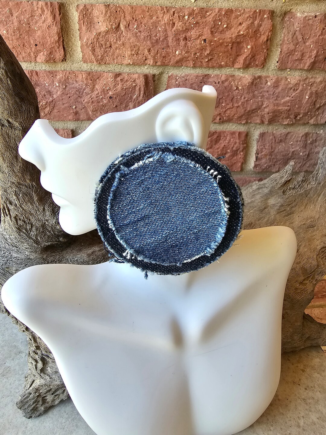 Denim Stud Circle Geometric Earrings - Etsy