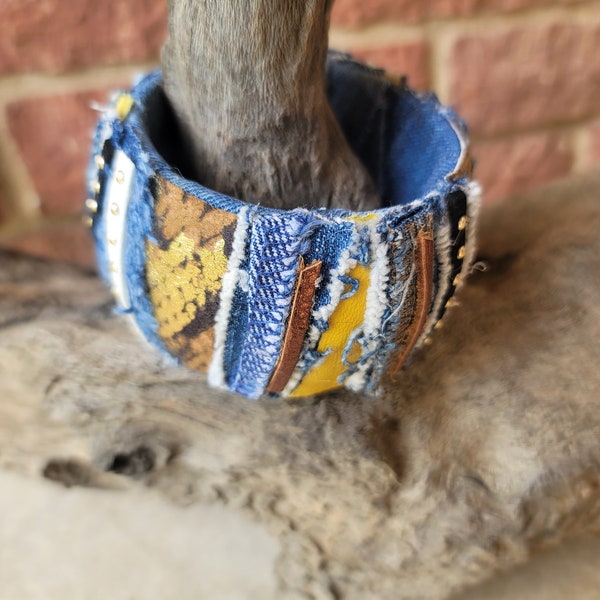 Denim Cuff Bracelet - Etsy