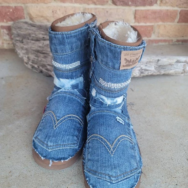 Denim Boots - Etsy