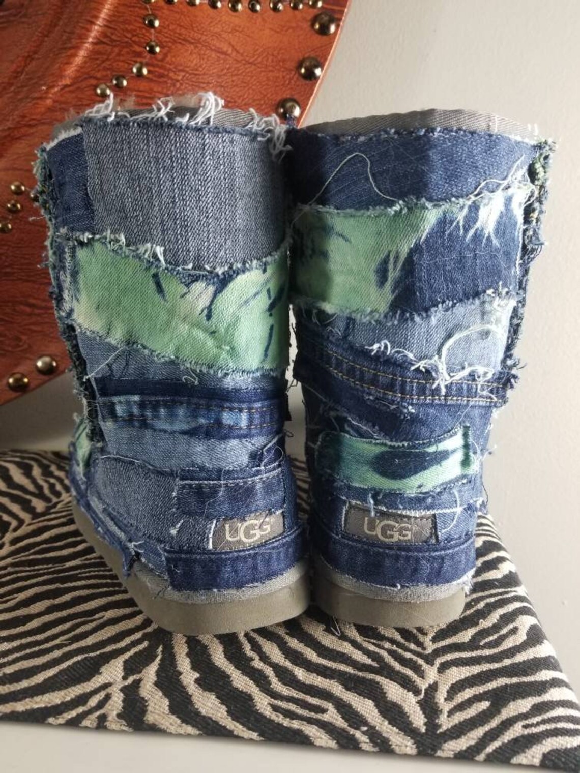 Custom Ugg Boots Denim Recycled Denim Green Tie Dye Boots - Etsy
