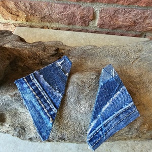 Triangle Denim Patchwork Stud Earrings - Etsy