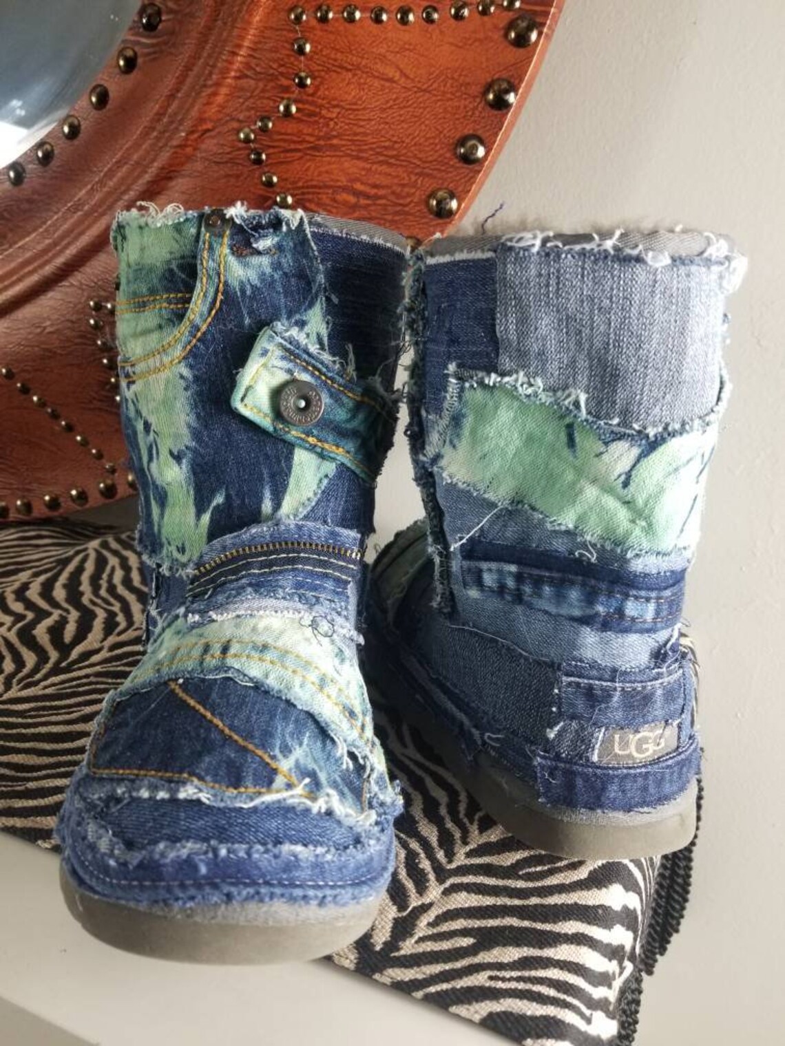 Custom Ugg Boots Denim Recycled Denim Green Tie Dye Boots - Etsy