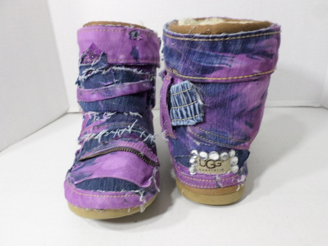 UGG Upcycled Custom Made Purple Tie Dye Denim Patchwork Boots - Etsy