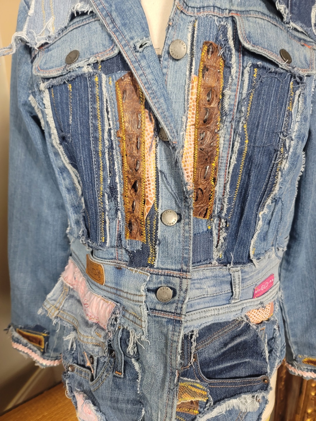 Custom Patchwork Denim Jacket, Jean Blazer - Etsy