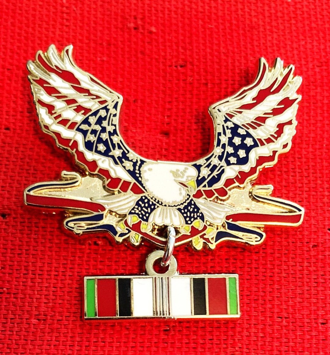 Patriotic Eagle With Afghanistan Service Ribbon Charm Pin - Etsy