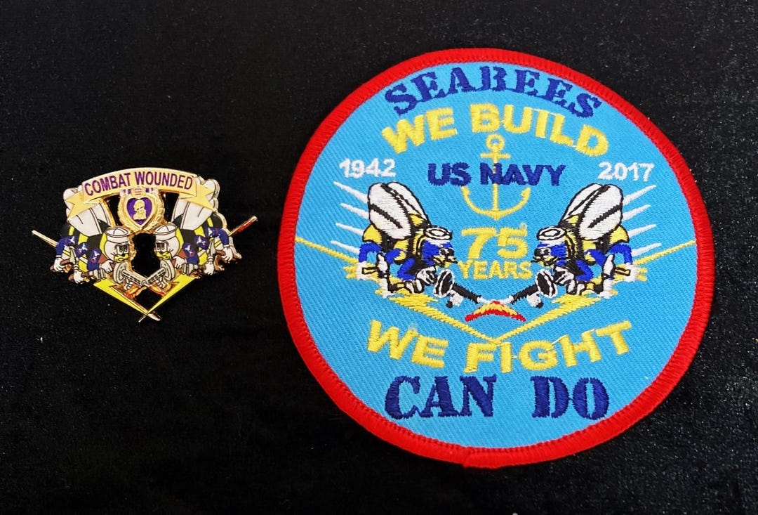 US Navy Seabee Patch and Combat Wounded Pin Combo - Etsy