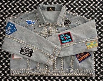 Studded Denim Jacket - Etsy