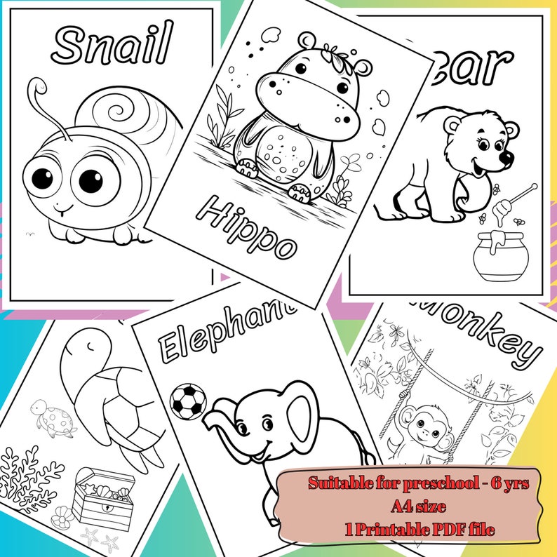 Printable Cute Animal Coloring Pages for Kids Preschool Activity 20 ...