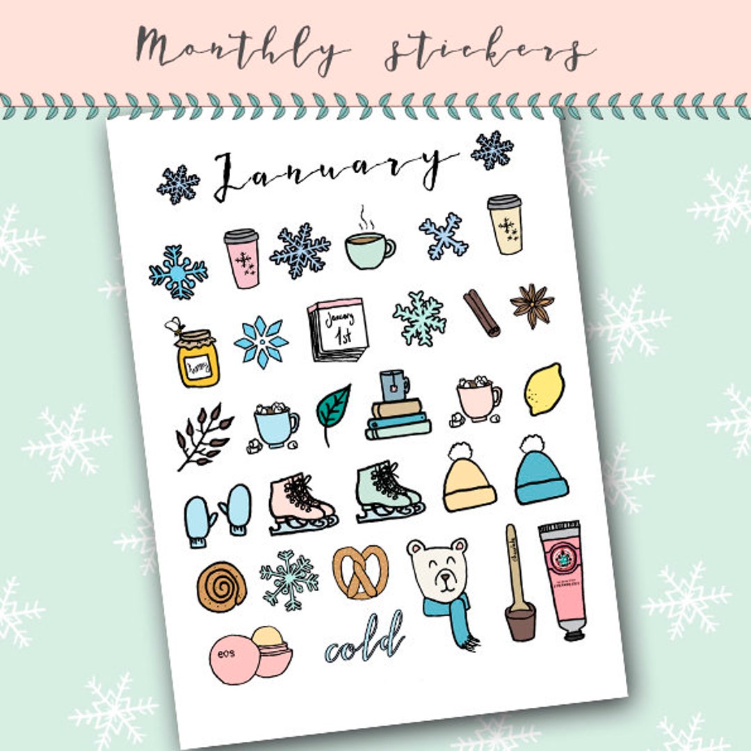 January Stickers/planner Stickers/planner Stickers Printable/printable ...