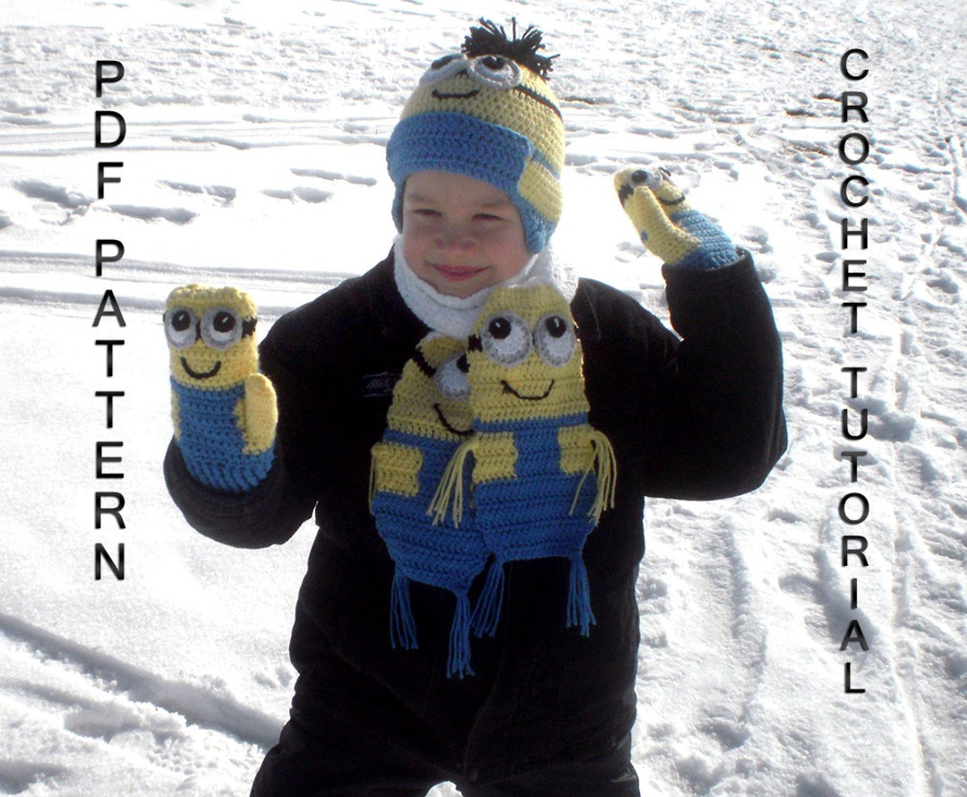 Crochet Set PATTERN: Funny Minion Winter Set / Minion Mitten - Gloves ...