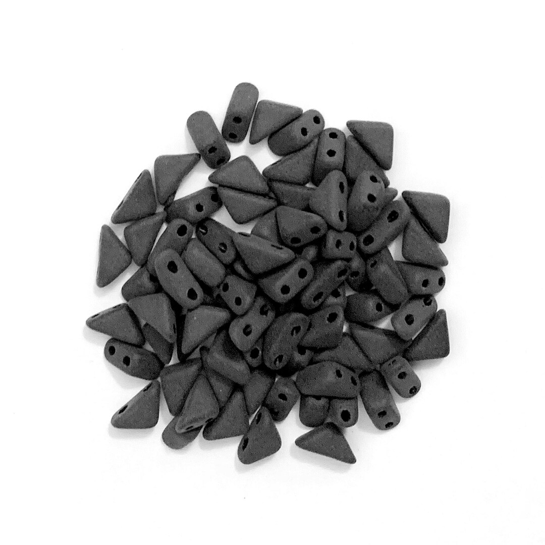 Tango Beads, Czech Glass 2 Hole Triangle Beads, Matte Black - 8g Tube ...