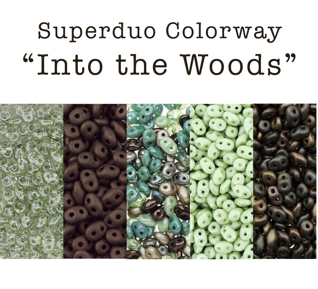 Superduo Colorway: Into the Woods - 5 Colors, 50g Total - Coordinated Palette, Czech Glass Two ...