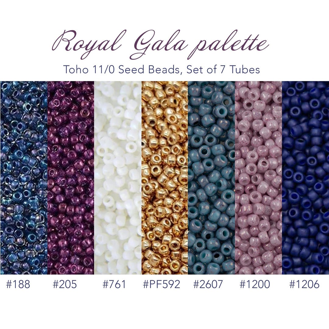 Royal Gala Palette - Toho 11/0 Round Glass Seed Beads, 7x Colors in 8g ...