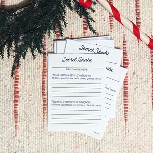 Printable Secret Santa Questionnaire Cards - Fun Christmas Gift ...