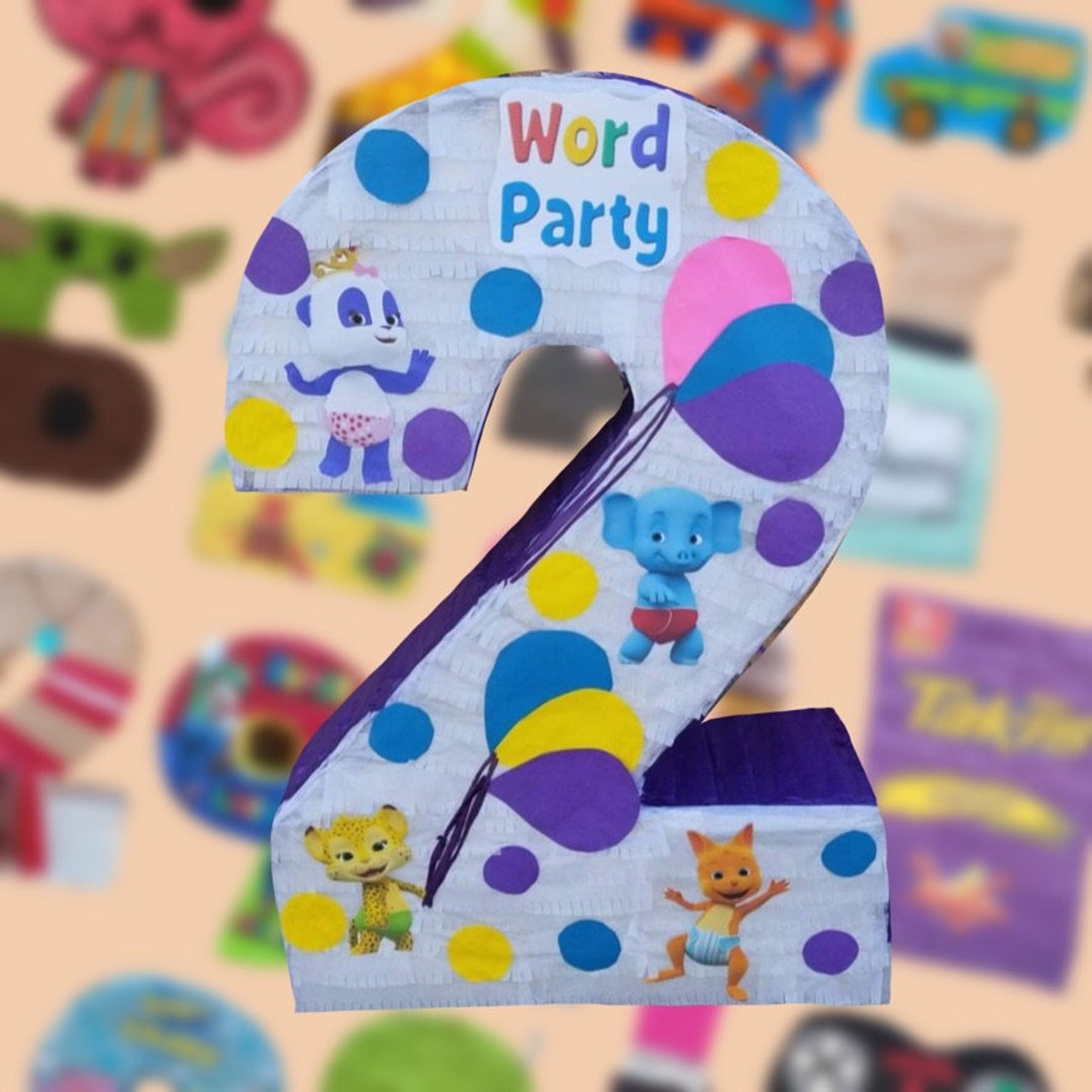 Kids Birthday Word Party Inspired Themed Any Number Pinata New Size ...