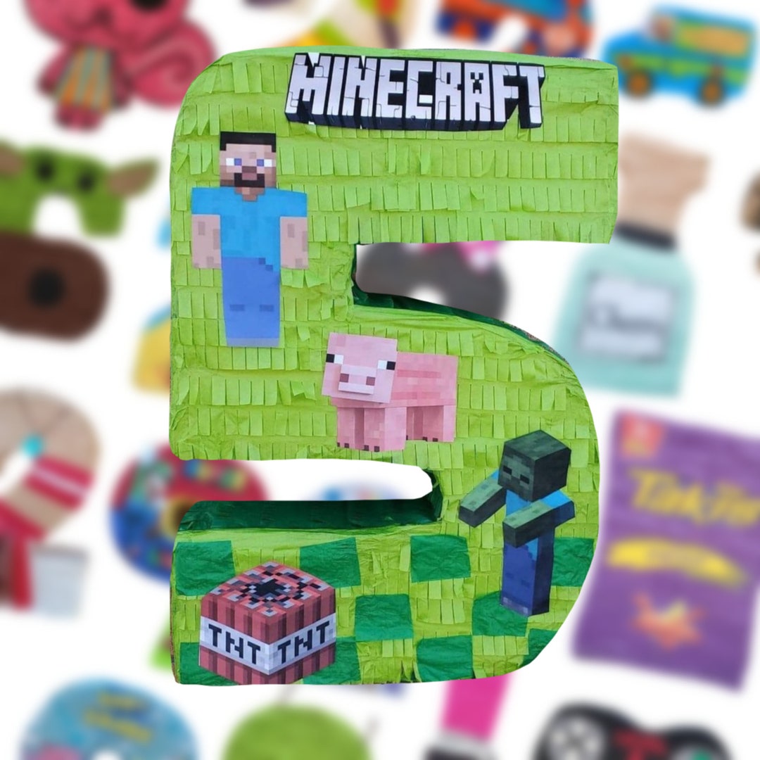 Minecraft Inspired Any Number Custom Pinata (23 in H X 17 in W X 4 in ...